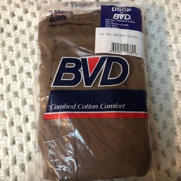 Bvd | Underwear & Socks | 2 Pack Mens Us Military Briefs Brown Size 32 ...